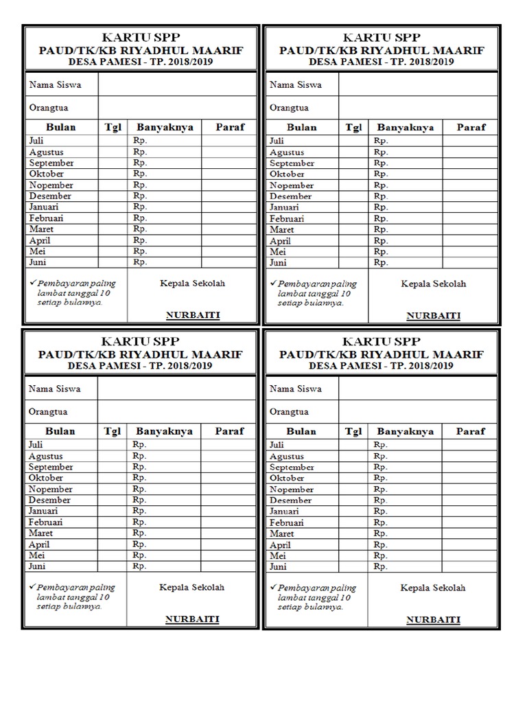 Kartu SPP Paud | PDF