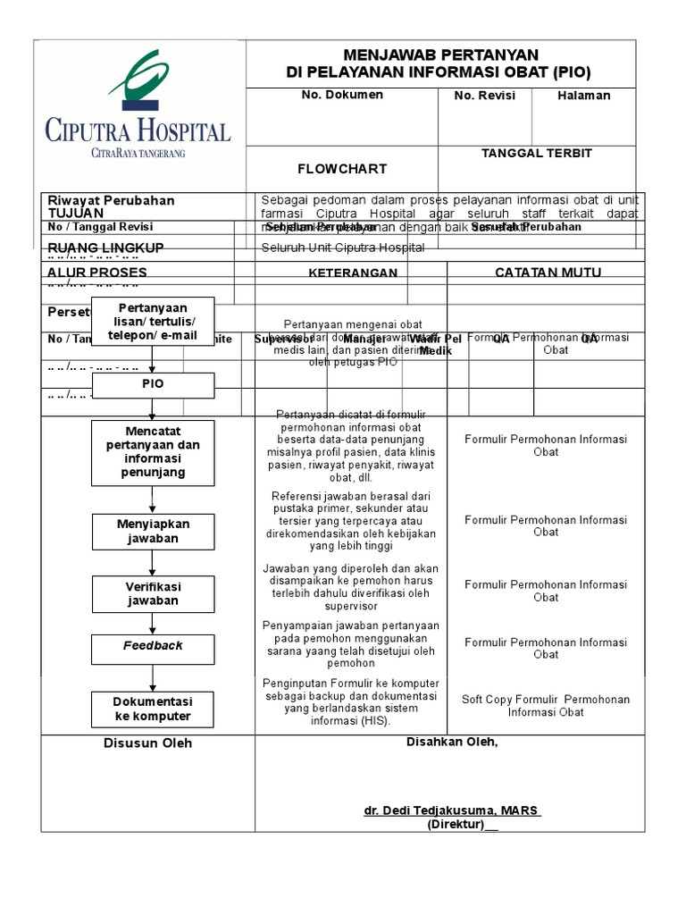 Pelayanan Informasi Obat Flowchart | PDF
