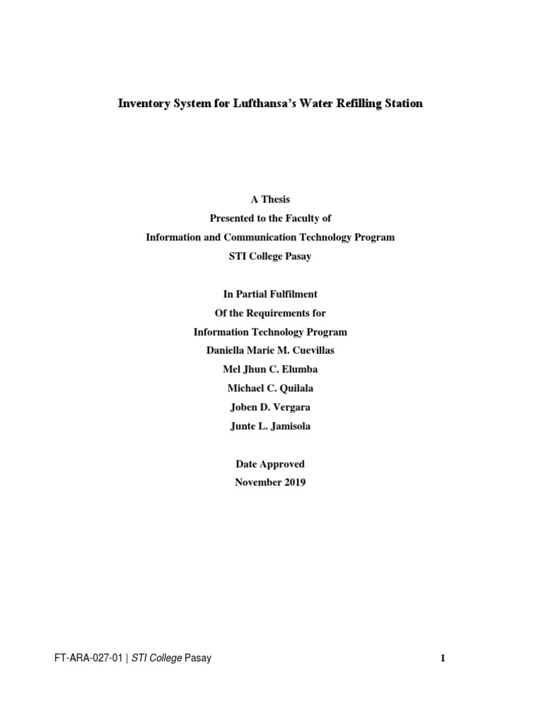 Developing an Inventory Management System for Lufthansa's Water ...