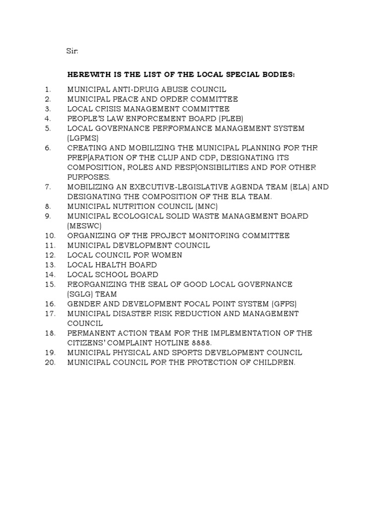 List of Local Special Bodies | PDF