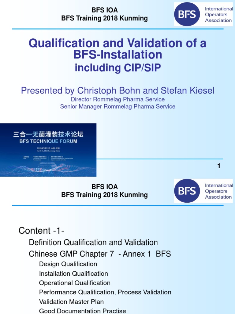Qualification and Validation of A BFS-Installation PDF | PDF ...