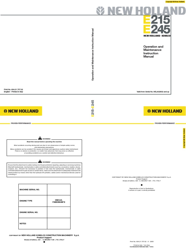 Om - E215 From SN 02832 - EN PDF | PDF | Elevator | Truck