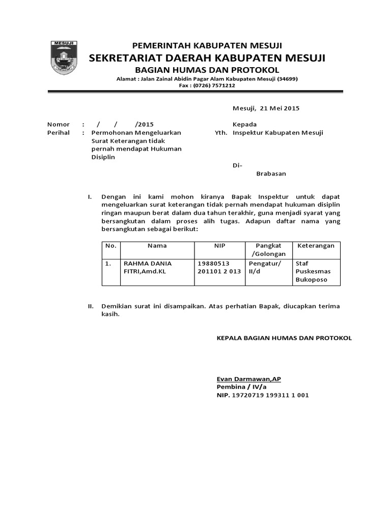 Surat Inspektorat Dan BKD | PDF