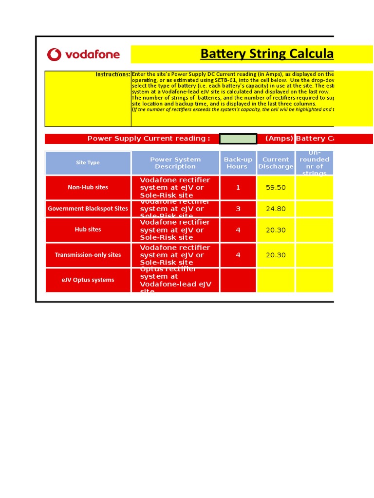 SED-050 Battery String Calculator - v12.0 | PDF | Rectifier ...