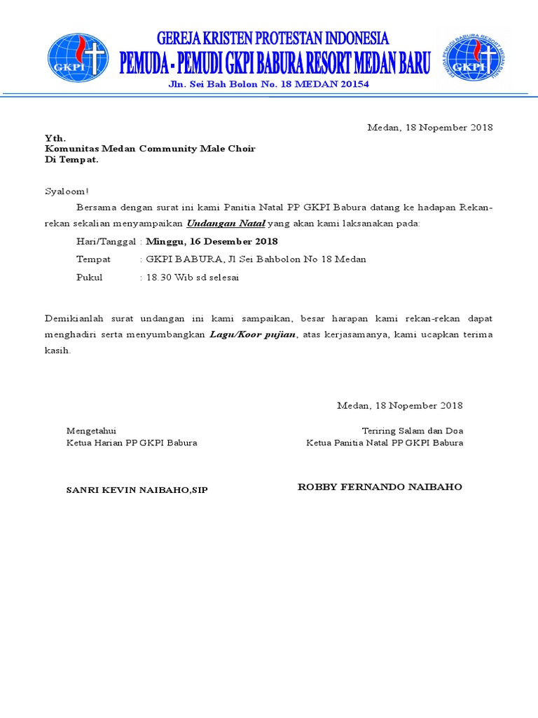 Surat Undangan Natal Pemuda/i | PDF