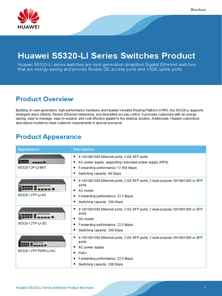 Huawei S5320-LI Series Switches Product Brochure | PDF | Computer ...