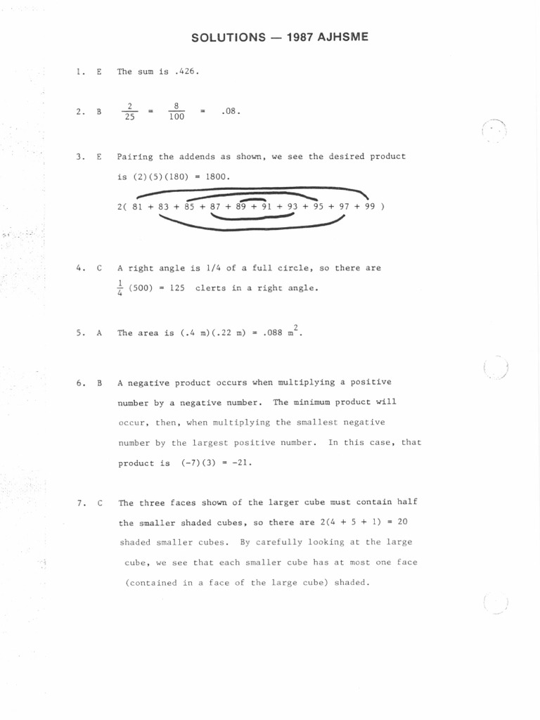 USA AMC 8 1987 Solution | PDF