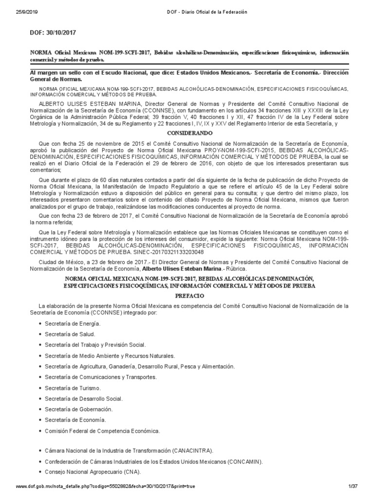 Nom 199 Scfi 2017 Bebidas Alcoholicas Pdf Vino Destilación