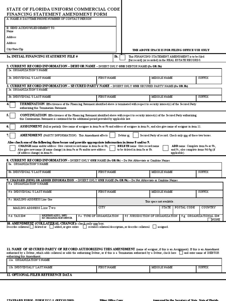 UCC3form - FS.01 2009 | PDF | Address (Geography) | Assignment (Law)