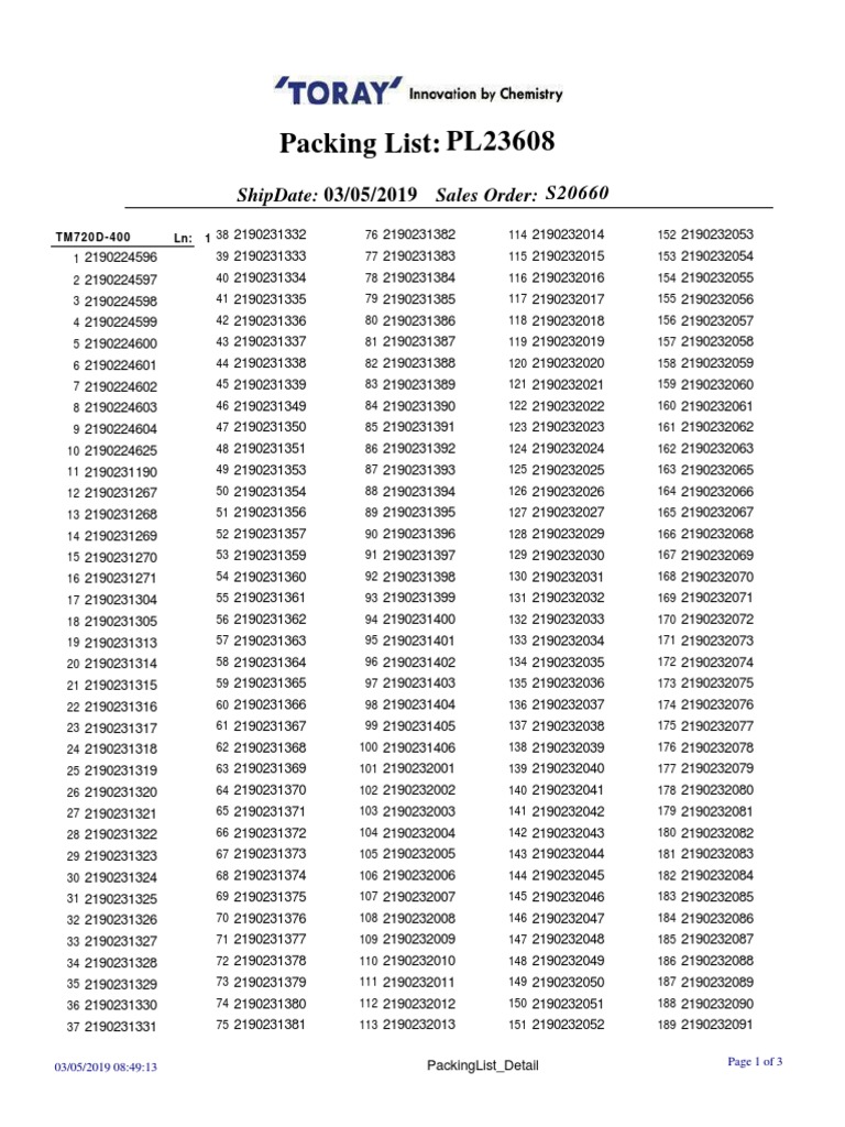 Packing List Format | PDF