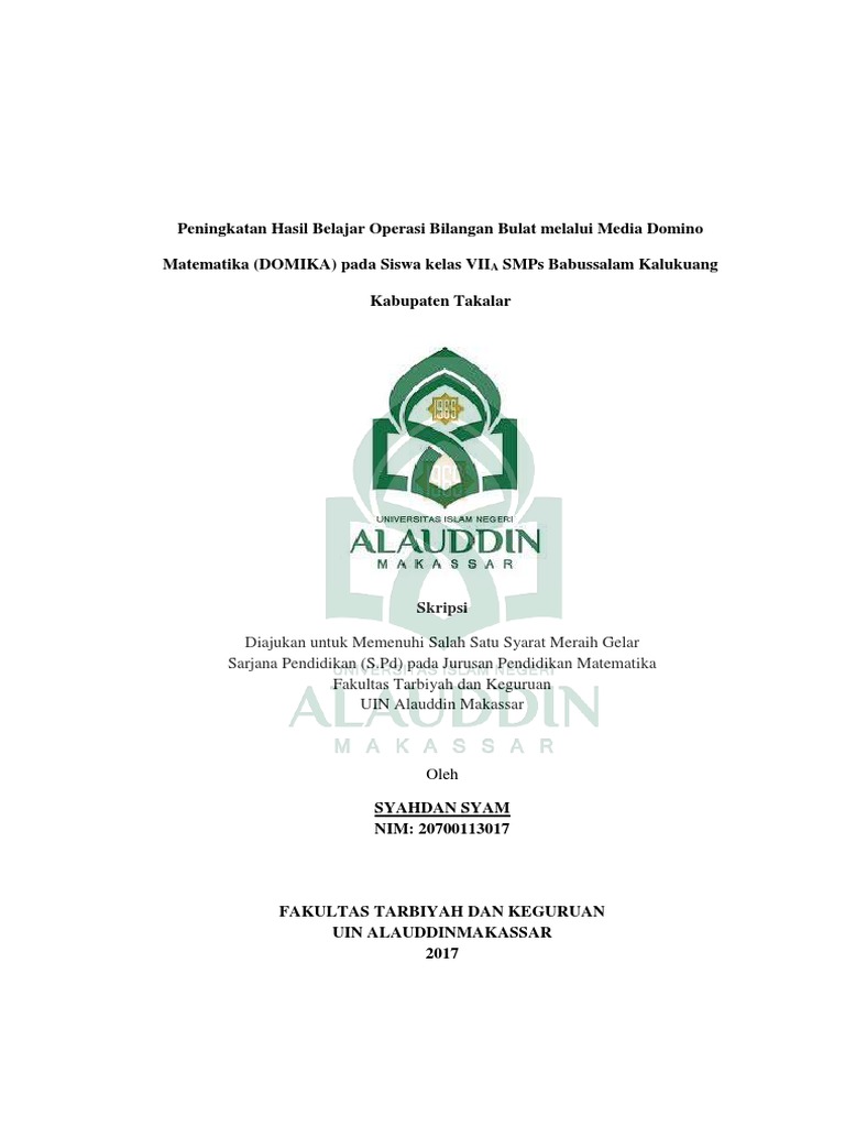 Skripsi Syahdan Syam PDF | PDF | Karier & Perkembangan