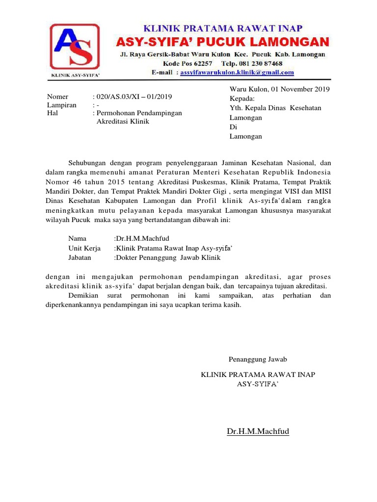 Permohonan Akreditasi Klinik Pdf