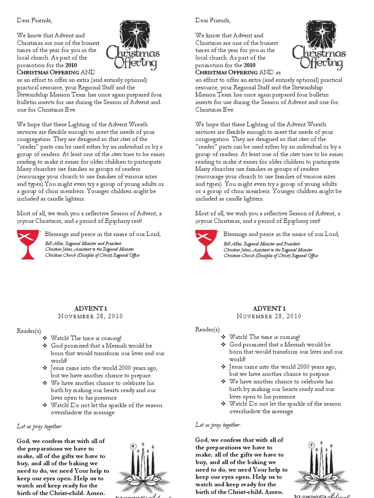 Advent Inserts 2010 - 2 | PDF | Christian Church (Disciples Of Christ ...