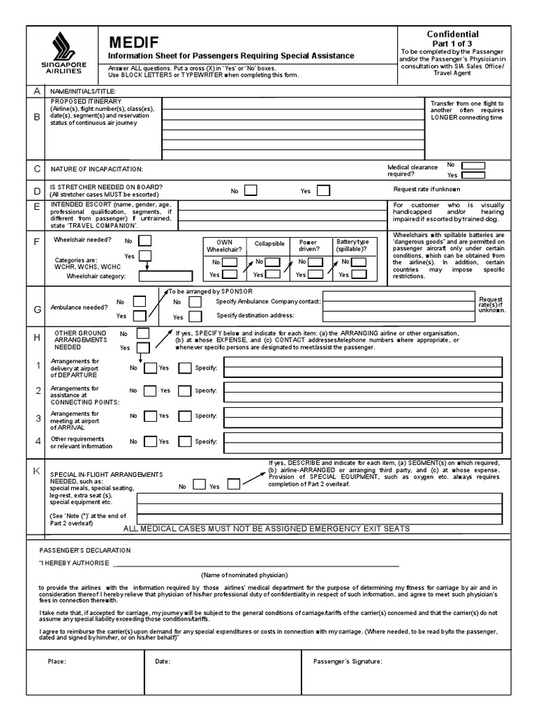 Medical Information Form for Air Travel | PDF | Airlines | Airport