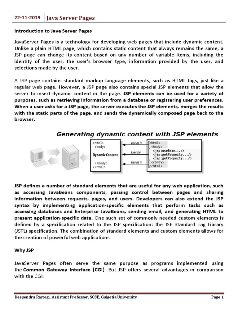 Introduction to Java Server Pages (JSP | PDF | Java Server Pages | Java Servlet