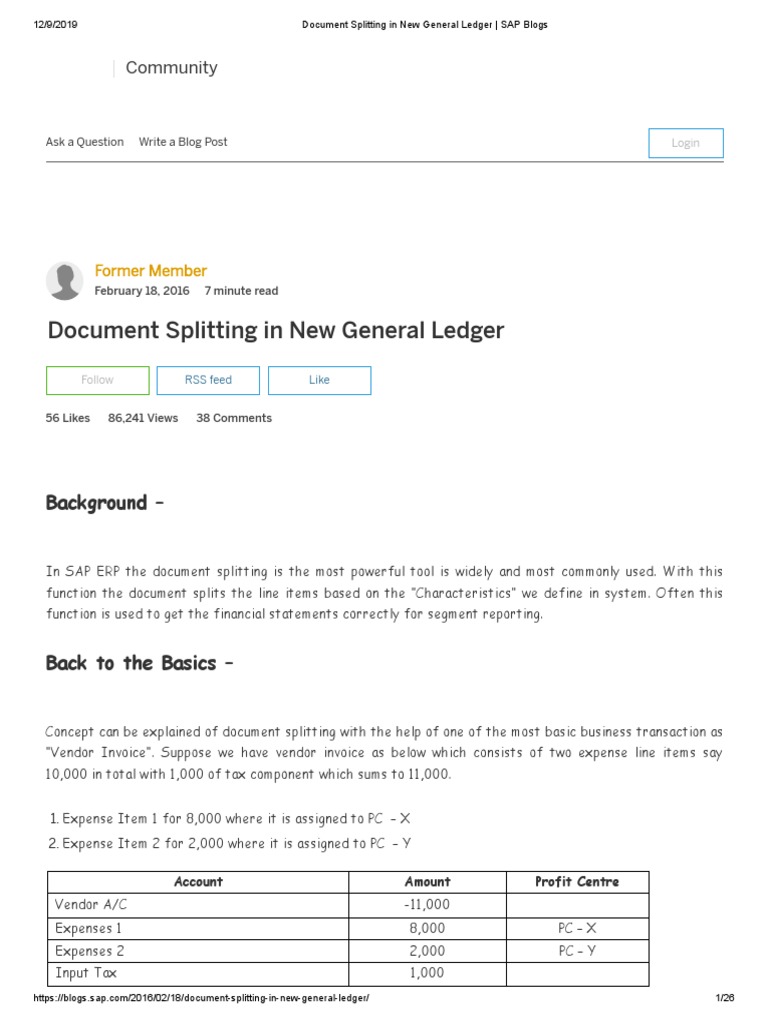 Document Splitting in New General Ledger | PDF | Debits And Credits ...
