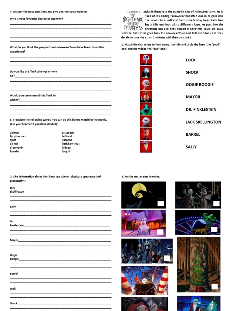 The Nightmare Before Christmas Booklet Video Movie Activities - 101855 ...