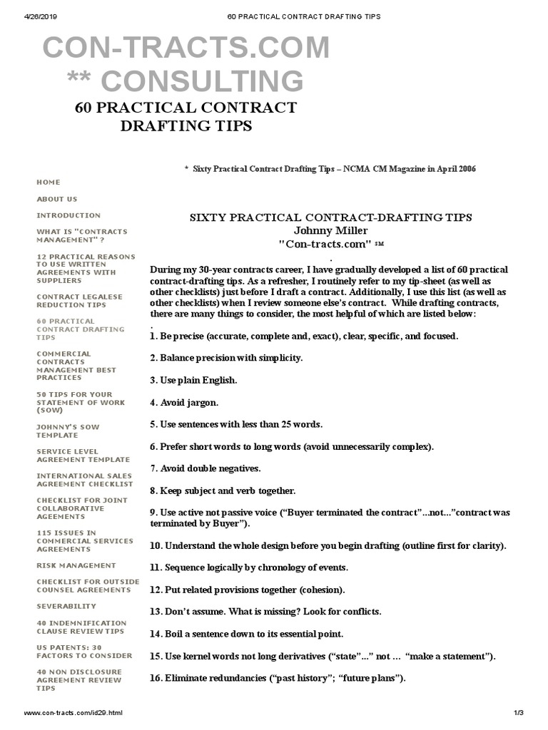 60 Practical Contract Drafting Tips | PDF | Comma | Adjective