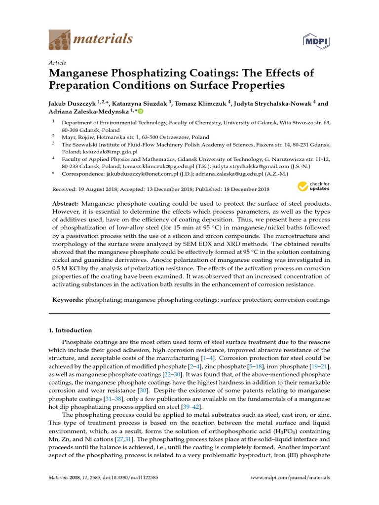 Manganese Phosphatizing Coatings The Effects of PR | PDF | Corrosion | Iron