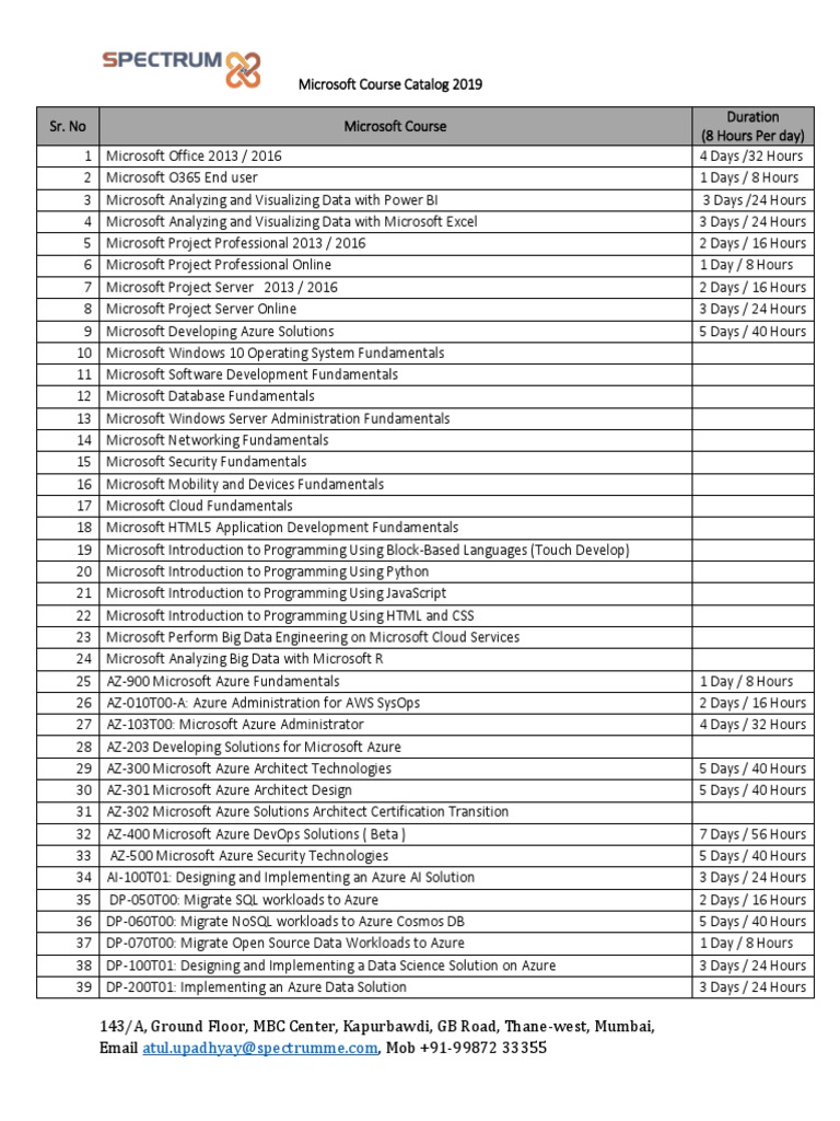 Microsoft Course Catalogue 2019-20 | Download Free PDF | Microsoft Sql ...