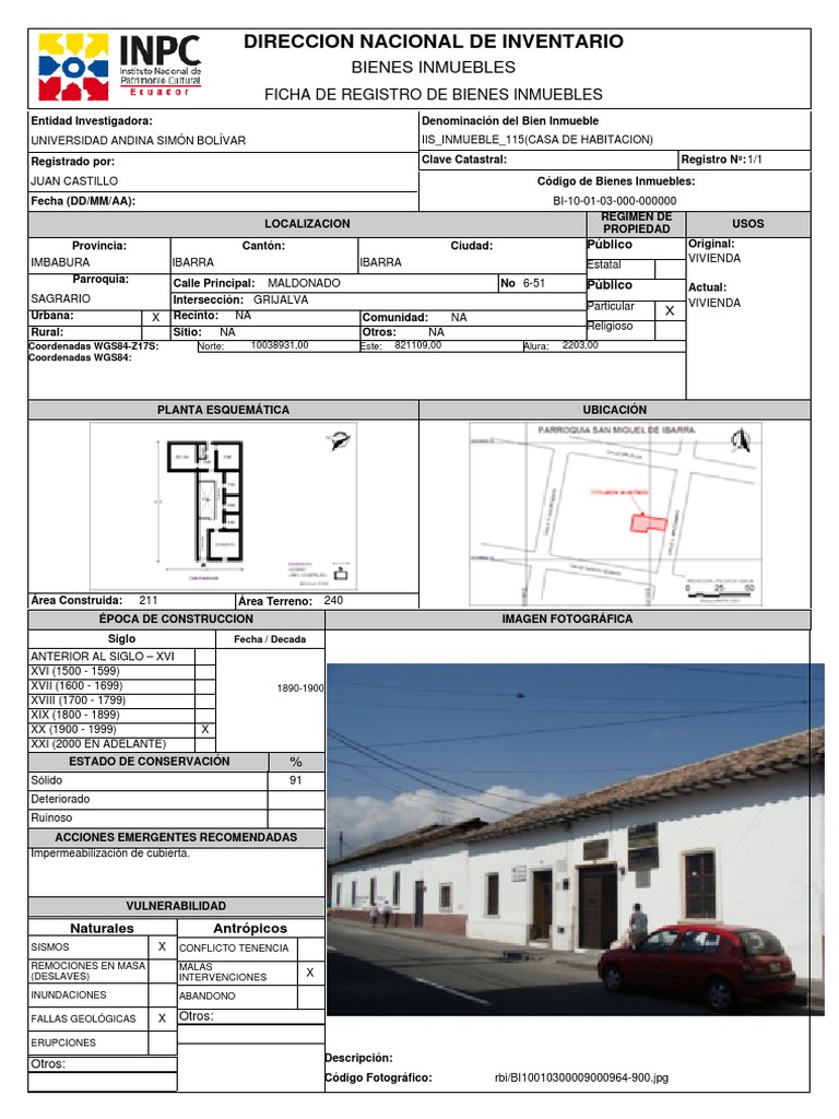 Ficha De Registro De Bienes Inmuebles Pdf Pdf Medios De Arte
