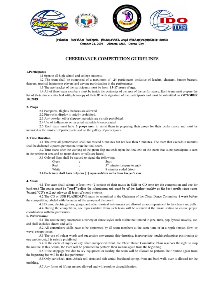 Cheerdance Competition Guidelines Final | PDF | Entertainment (General)