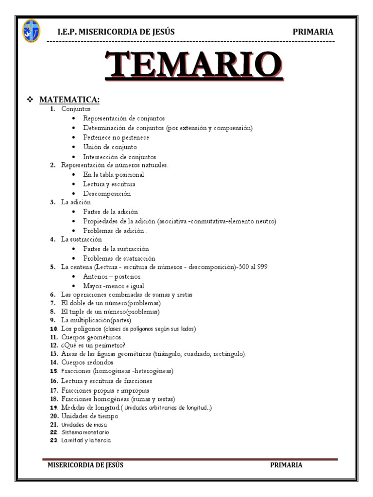 Temario de Segundo Grado | PDF | Tabla periódica | Química