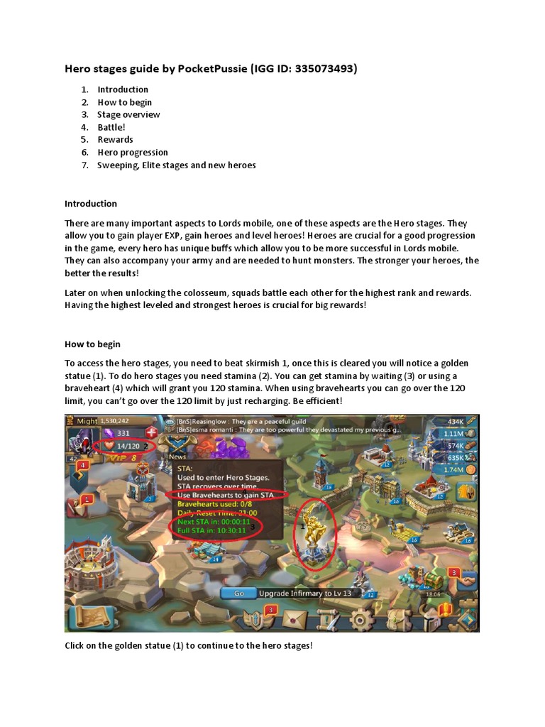 Lords Mobile Hero Stages Guide | PDF | Video Games | Game Design