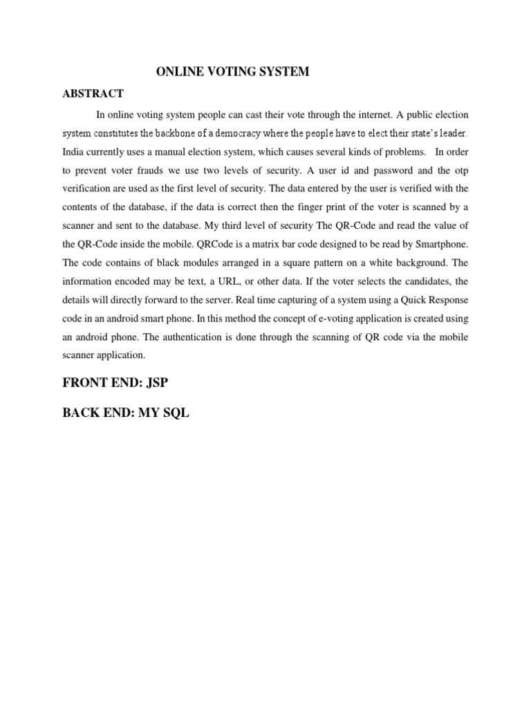 Online Voting System Abstract