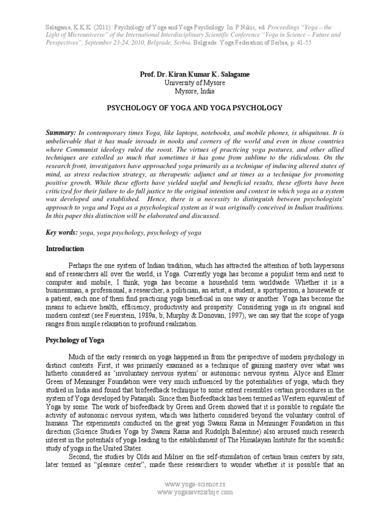 Yoga Psychology: Insights and Applications | PDF | Yoga | Chakra