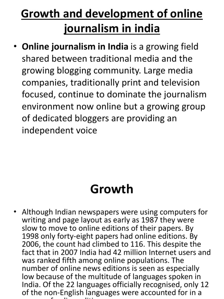 Growth and Development of Online Journalism in India | PDF | Journalism ...
