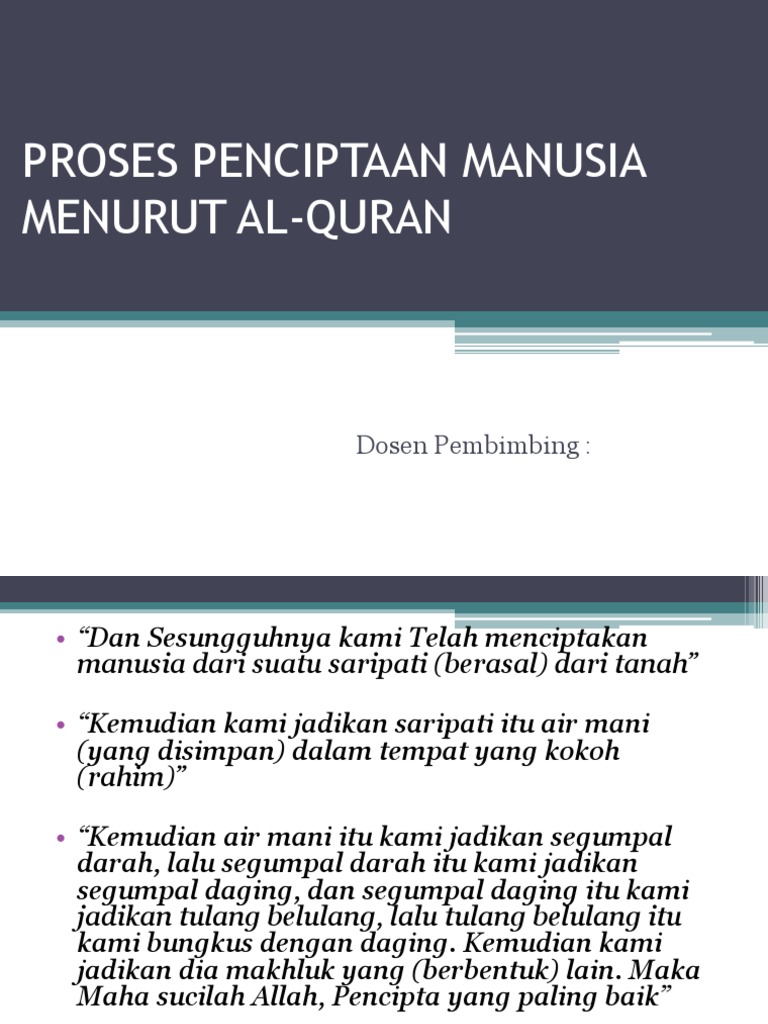 Proses Penciptaan Manusia Menurut Al-Quran | PDF