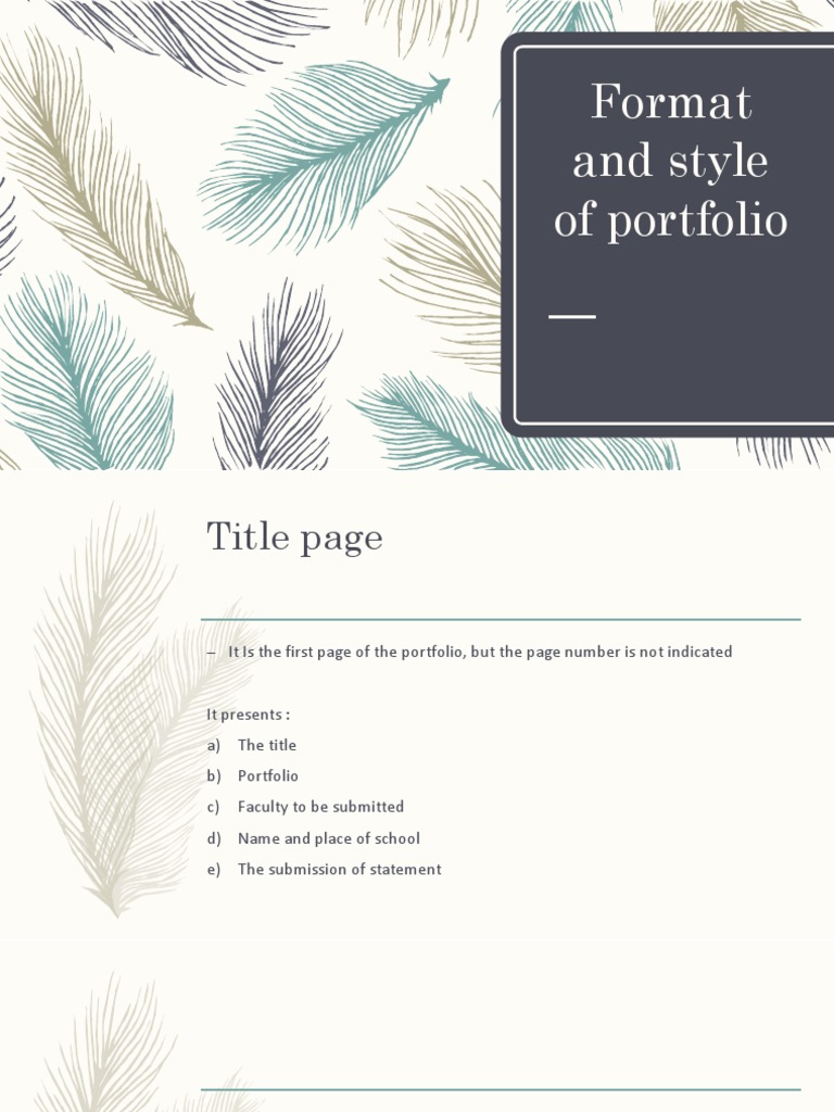 Format and Style of Portfolio | PDF