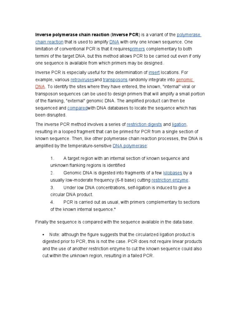 Inverse Polymerase Chain Reaction (Inverse PCR) Is A Variant of The ...