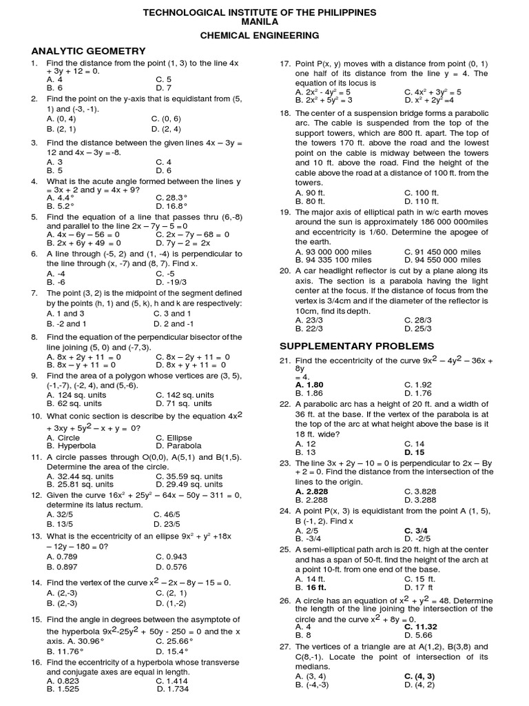 Analytic Geometry Problems and Solutions | PDF | Ellipse | Geometric ...