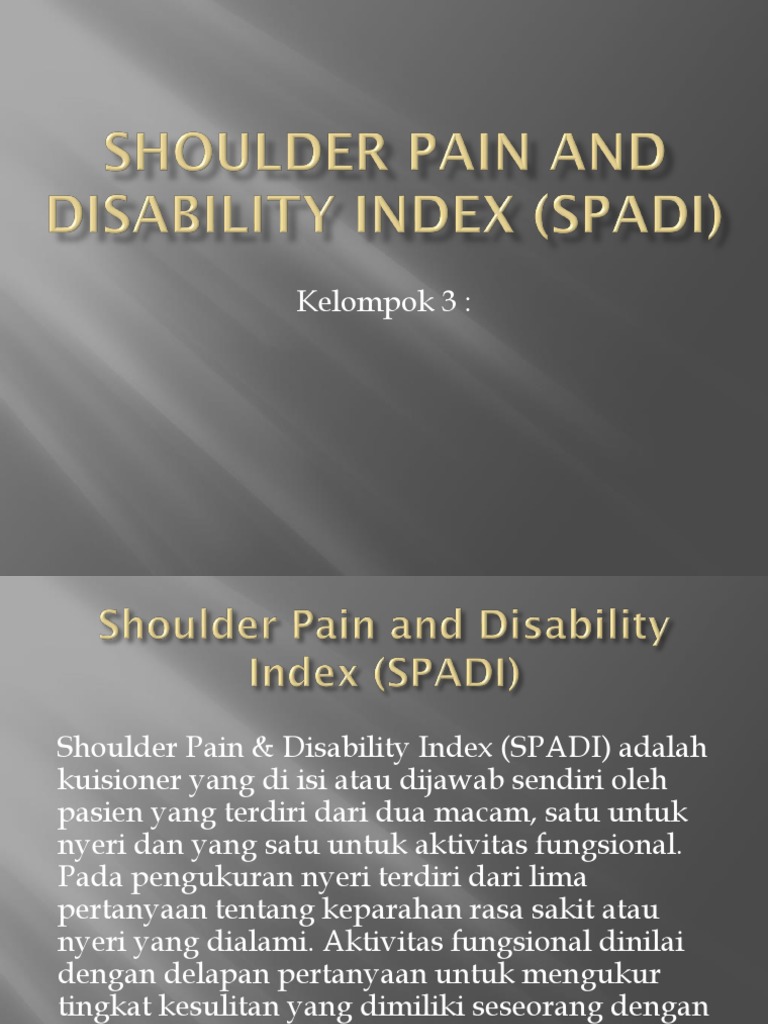 Shoulder Pain and Disability Index (SPADI) Kel. 3 | PDF