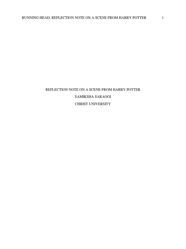 Reflection Note On A Scene From Harry Potter | PDF | Nonverbal ...