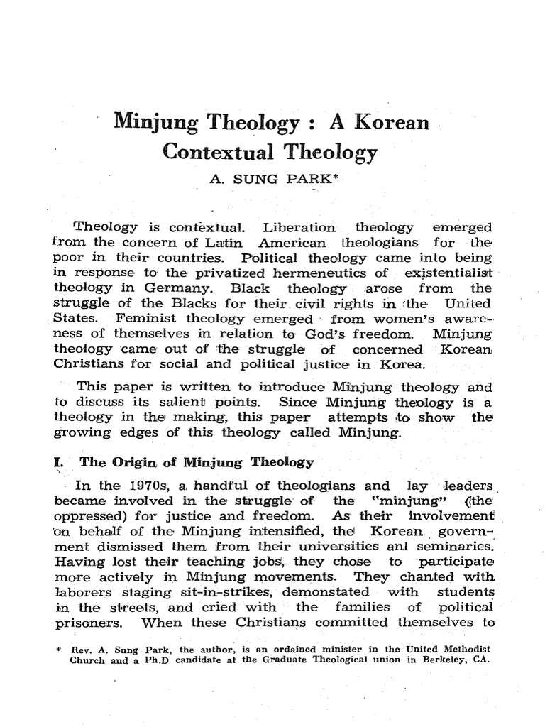 Minjung Theology A Korean Contextual The PDF | PDF | Marxism | Theology