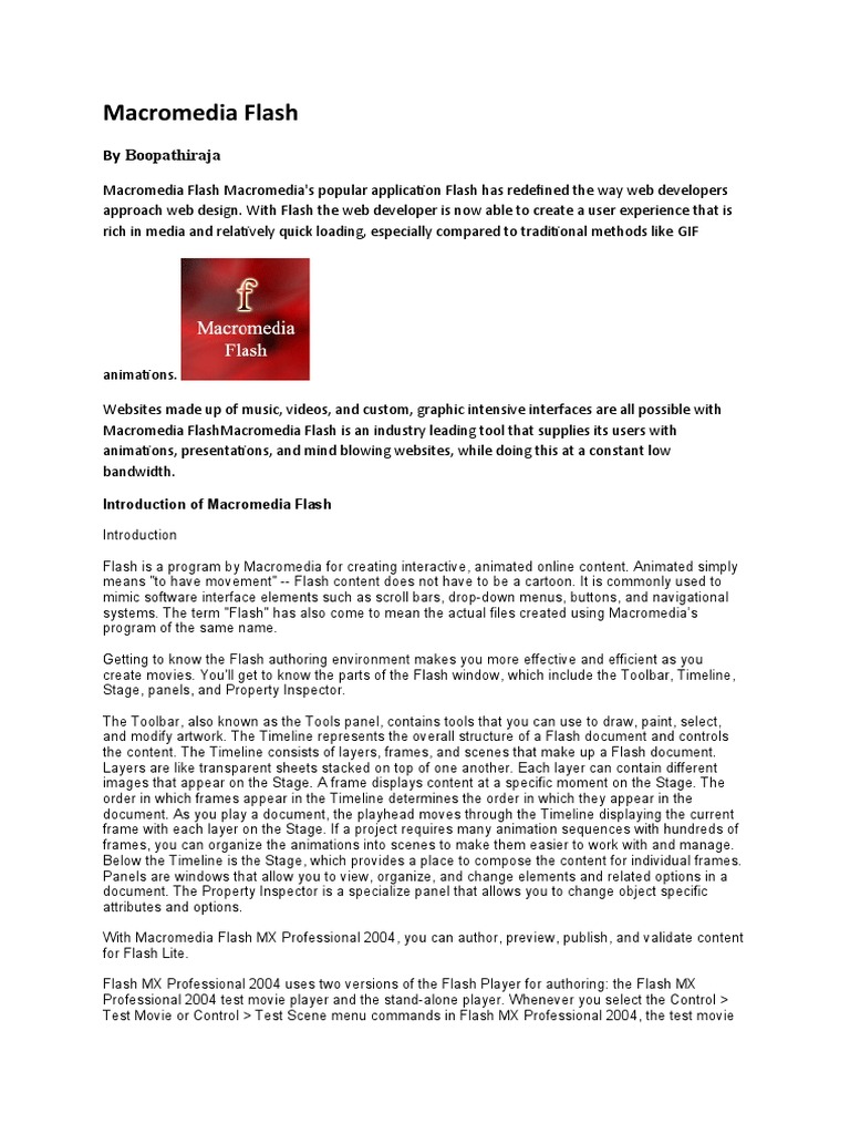 Macromedia Flash Macromedia | PDF | Adobe Flash | Window (Computing)