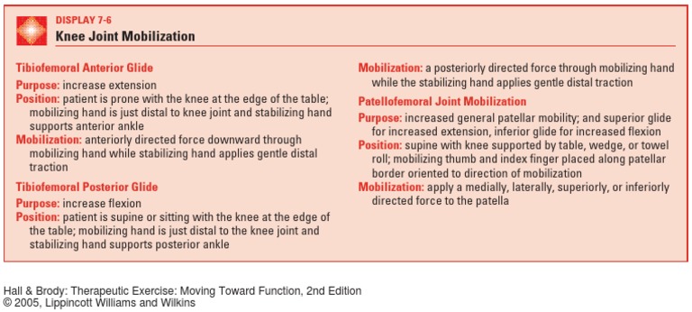 Knee joint mobilization techniques | PDF