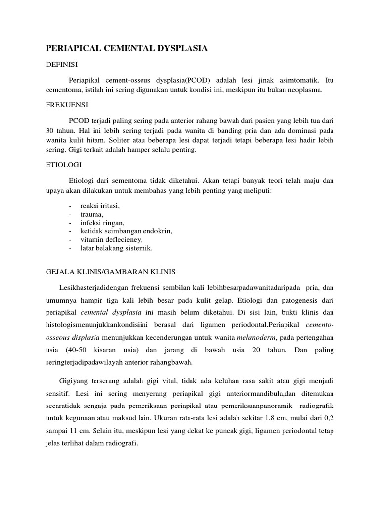 Periapical Cemental Dysplasia | PDF