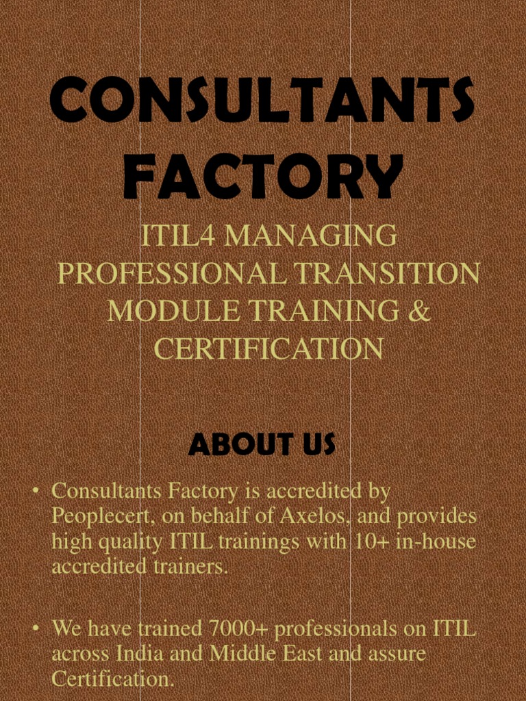 ITIL 4 Managing Professional Transition Module Classroom | PDF