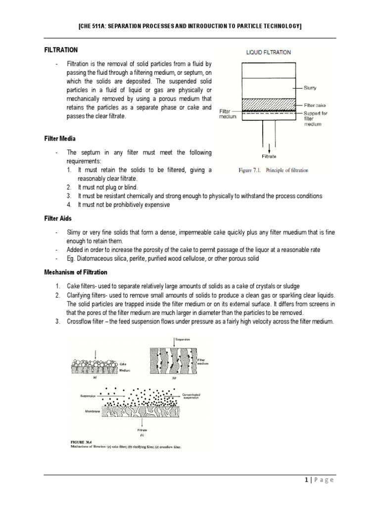 Filtration PDF | PDF | Filtration | Chemical Process Engineering