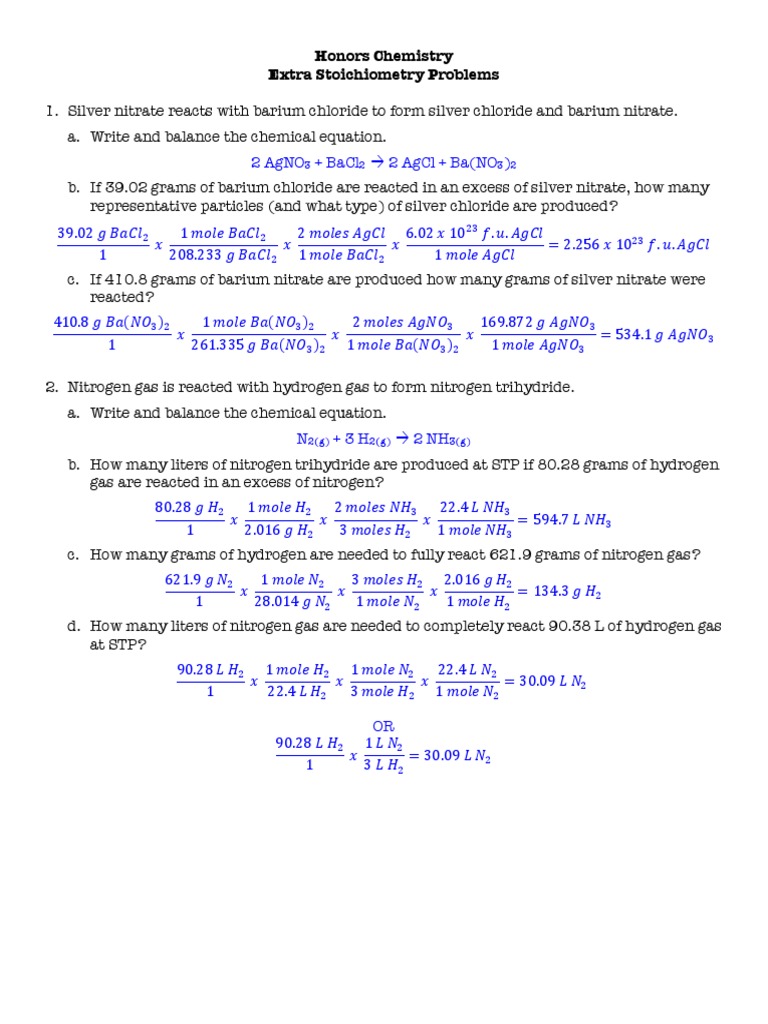 Stoichiometric Calculations Involving Chemical Reactions of Silver ...