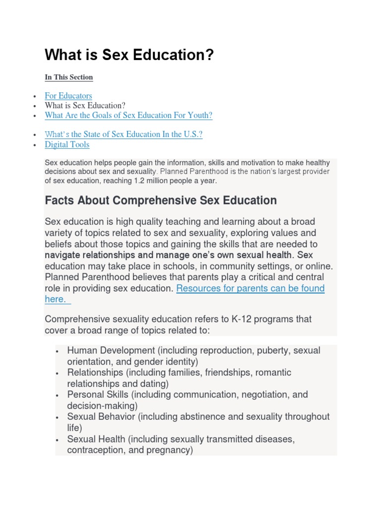 What Is Sex Education | PDF | Sex Education | Human Sexuality