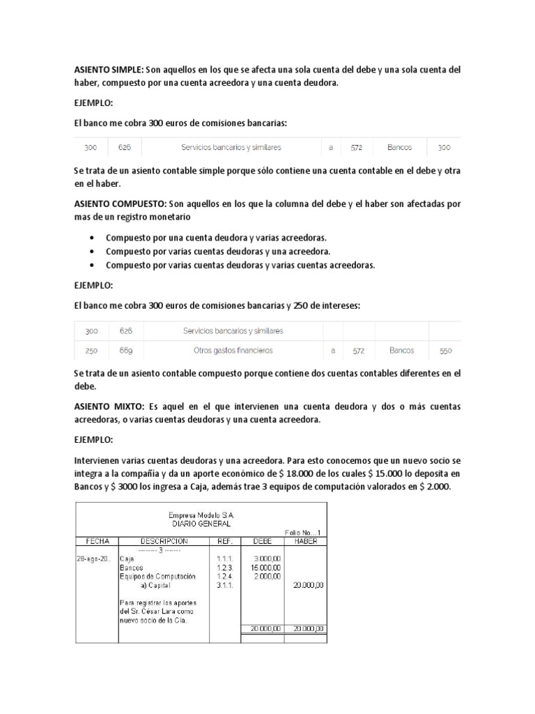 Asiento Simple Mixto y Compuesto | PDF