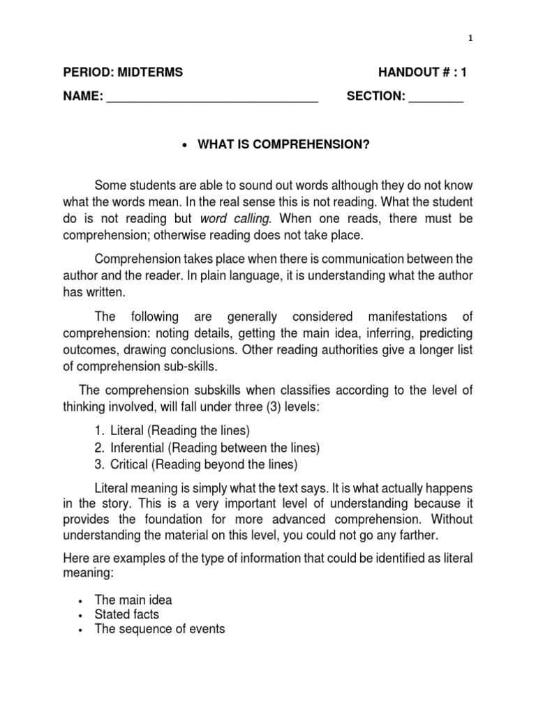 What Is Comprehension | Download Free PDF | Reading Comprehension ...