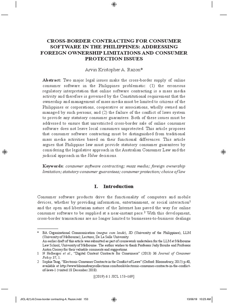 Cross-Border Software Contracts in PH | PDF | Choice Of Law | Mass Media