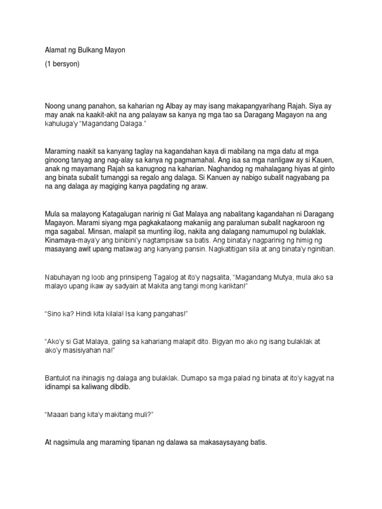 Alamat NG Bulkang Mayon | PDF