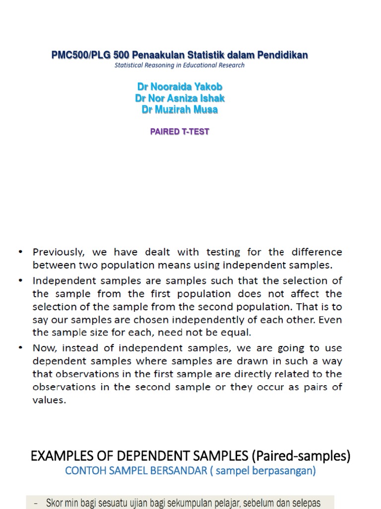 PAIRED T TEST Note and Example1 | PDF | P Value | Student's T Test